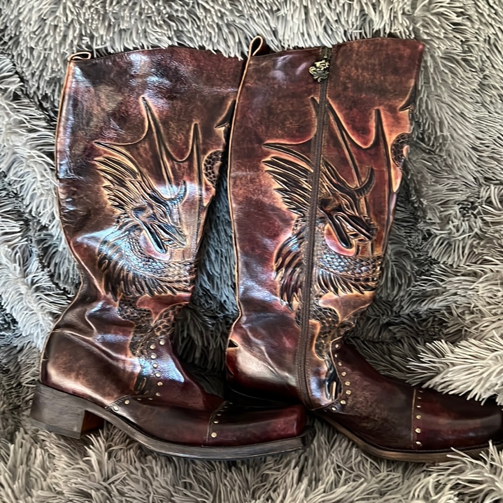 Mark Nason Dragon High Boots Leather Rock Never Dies … - Gem